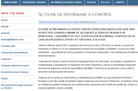 ITM (acțiune anuală de informare și control) – așezăminte de cult și ...
