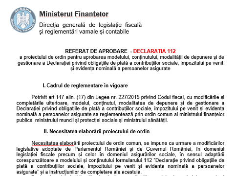 Declarația 112 – principalele prevederi ale noului proiect de ordin ...