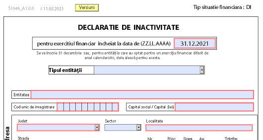 Declarație de inactivitate 2022 (S1046) – ANAF a publicat PDF-ul ...